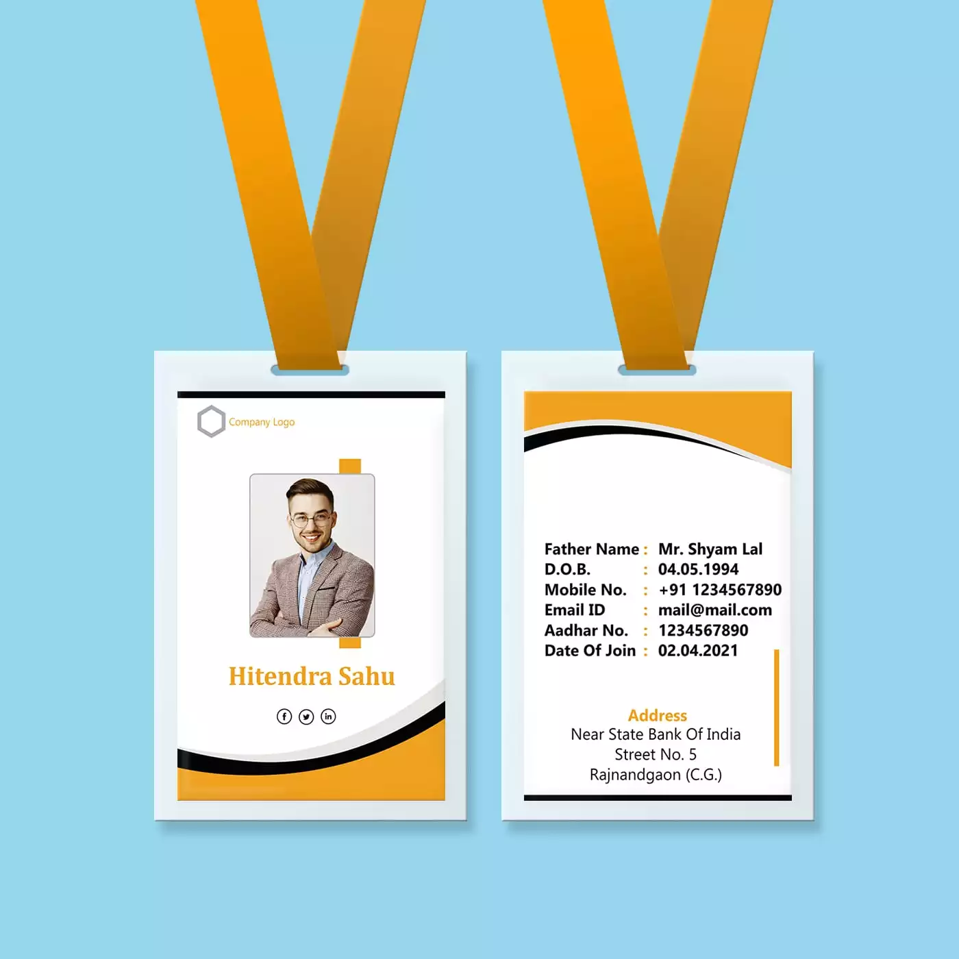 Professional ID Card Free Hindi Design