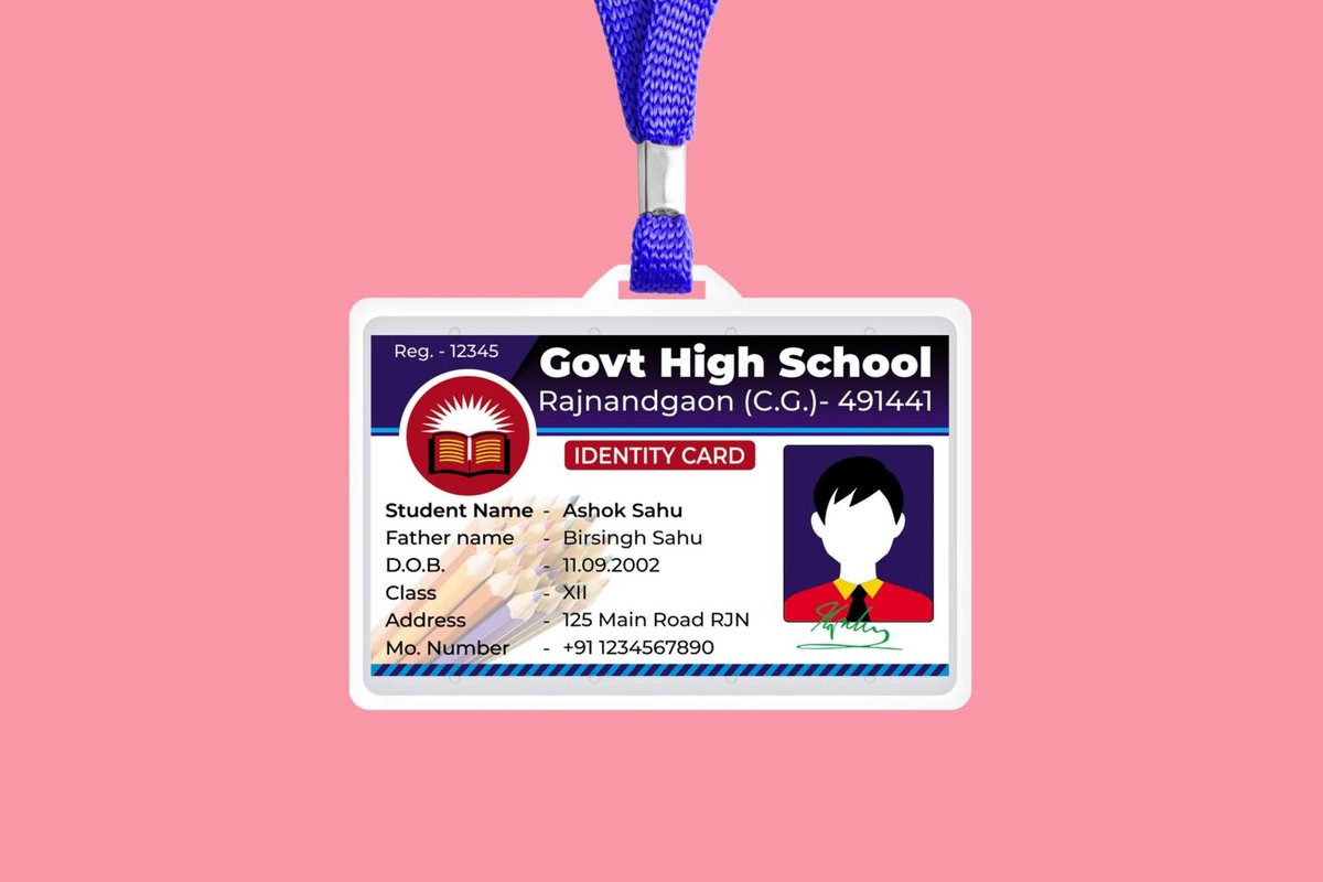 Student ID Card Template For School – Free Hindi Design