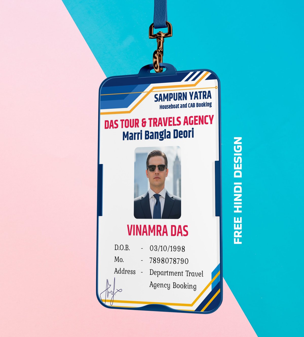 Tour & Travels Agency ID Card Template Download 201125 – Free Hindi Design