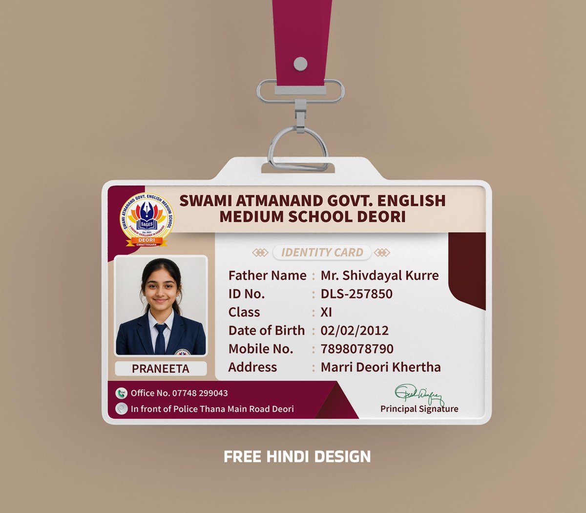 School Student ID Card Template Free Download | Editable CDR & PSD ...